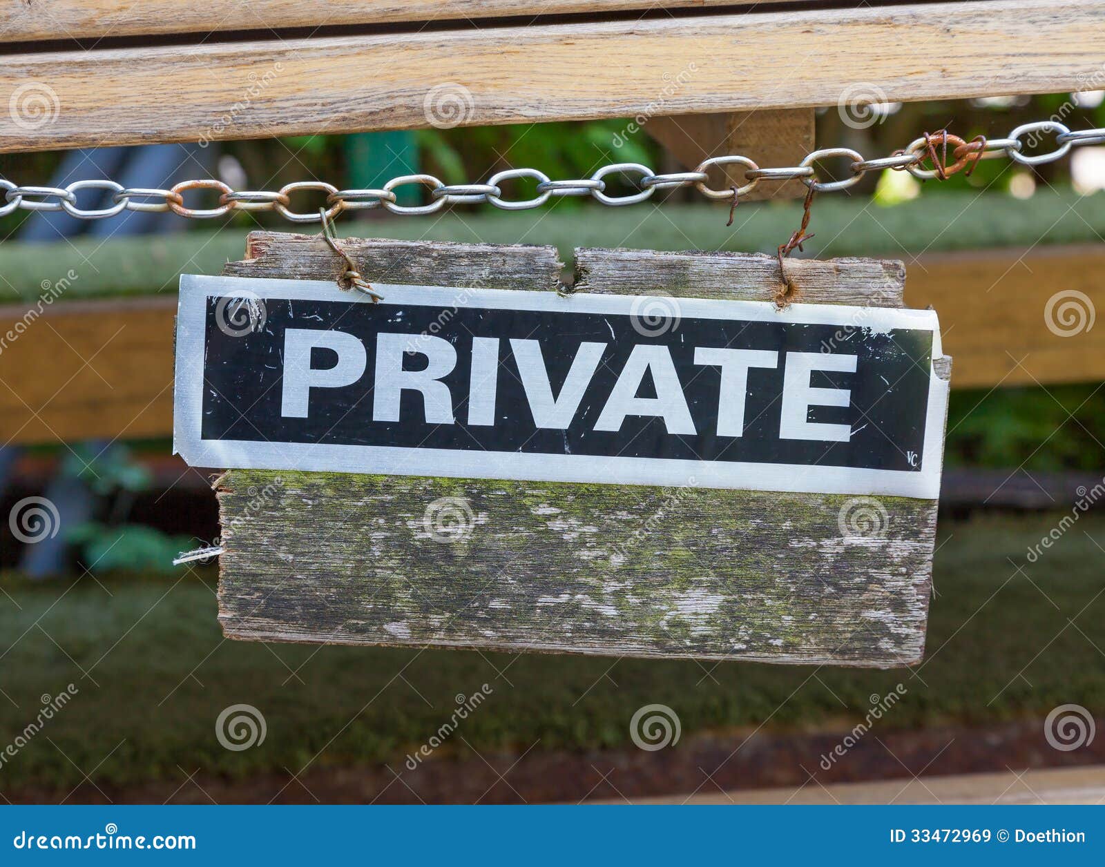 Private Sign Hanging from a Chain Stock Image - Image of property ...