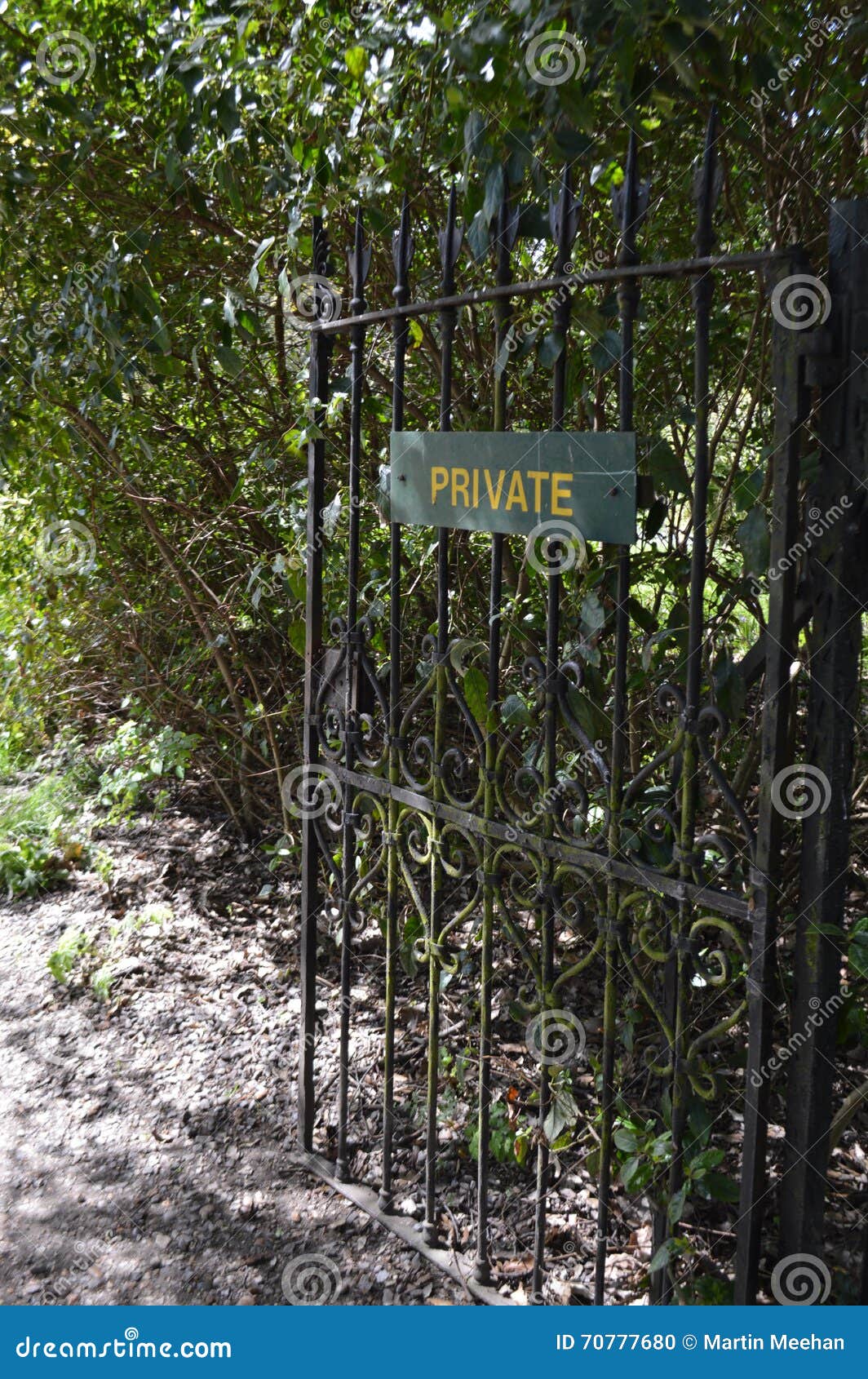 Private Sign on a Ornate Iron Gate. Stock Photo - Image of sign ...