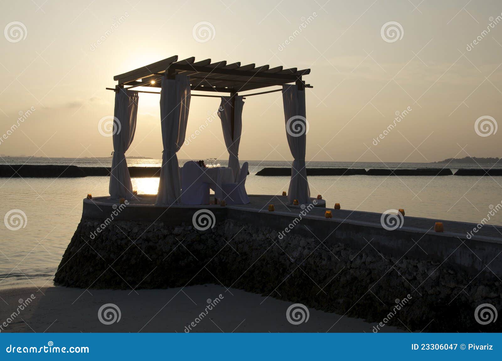 Private Sunset Dinner Table Stock Image - Image of chairs, sand: 23306047