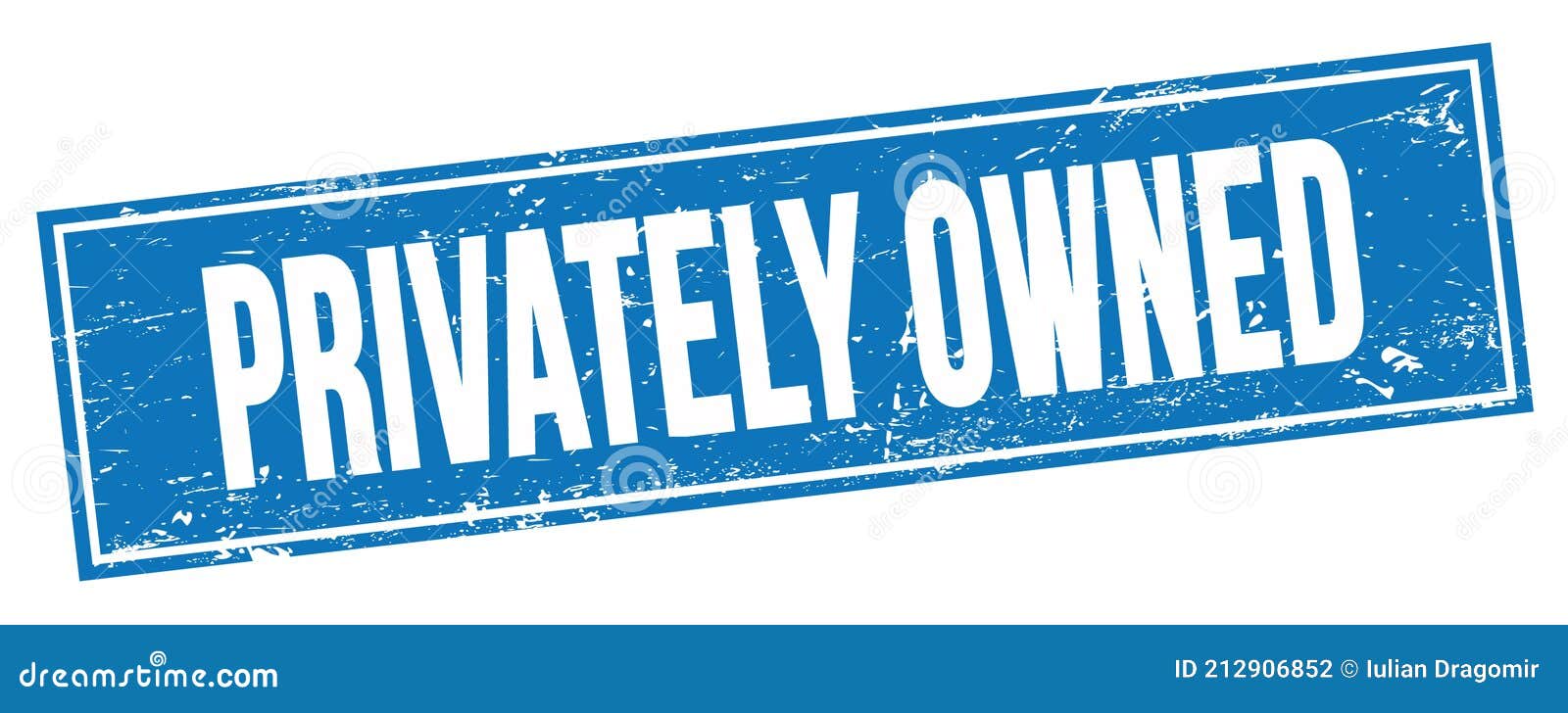 PRIVATELY OWNED Text on Blue Grungy Rectangle Stamp Stock Illustration ...