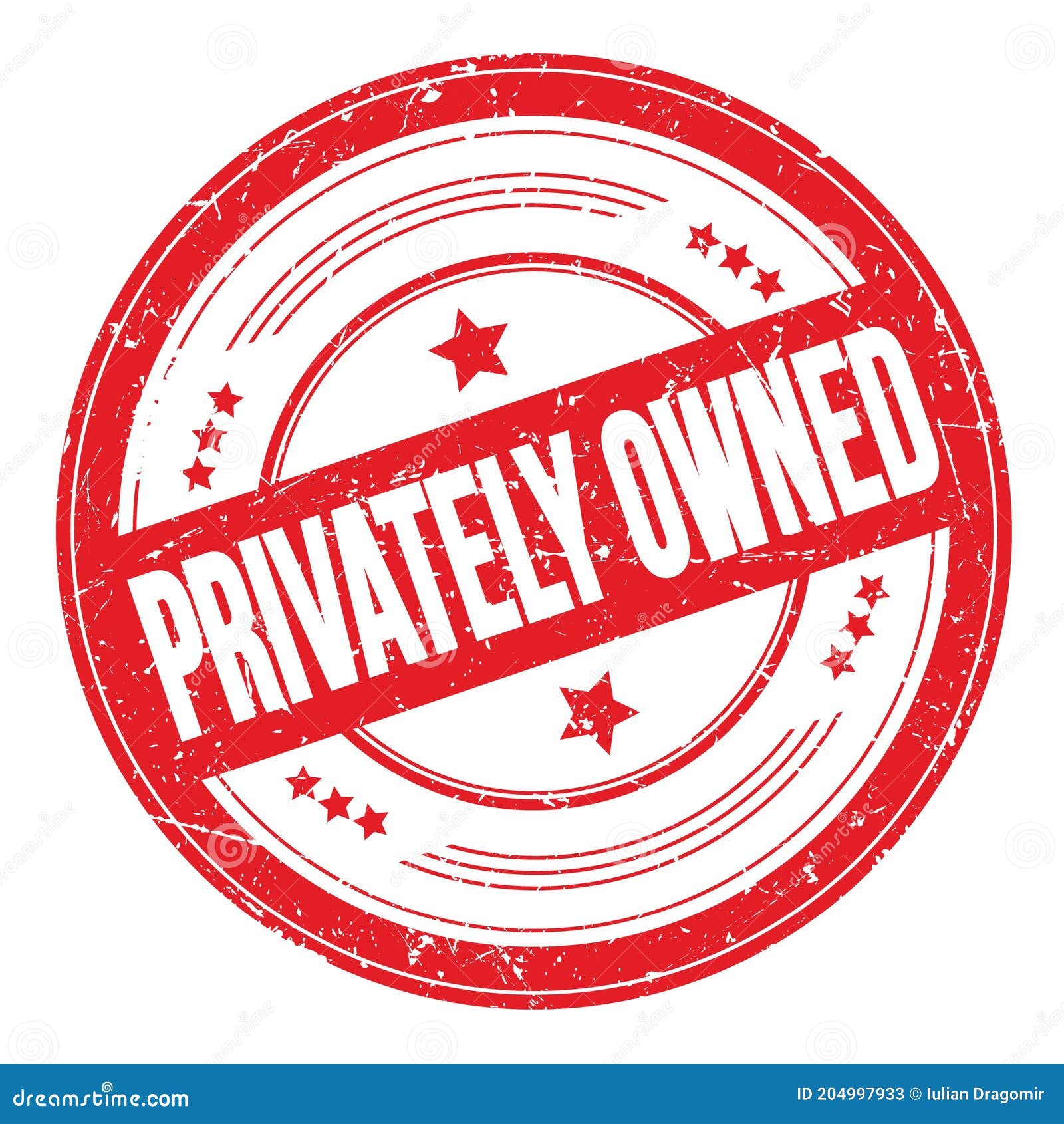 PRIVATELY OWNED Text on Red Round Grungy Stamp Stock Illustration ...