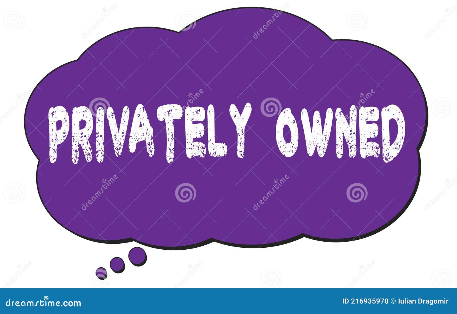 PRIVATELY OWNED Text Written on a Violet Cloud Bubble Stock ...
