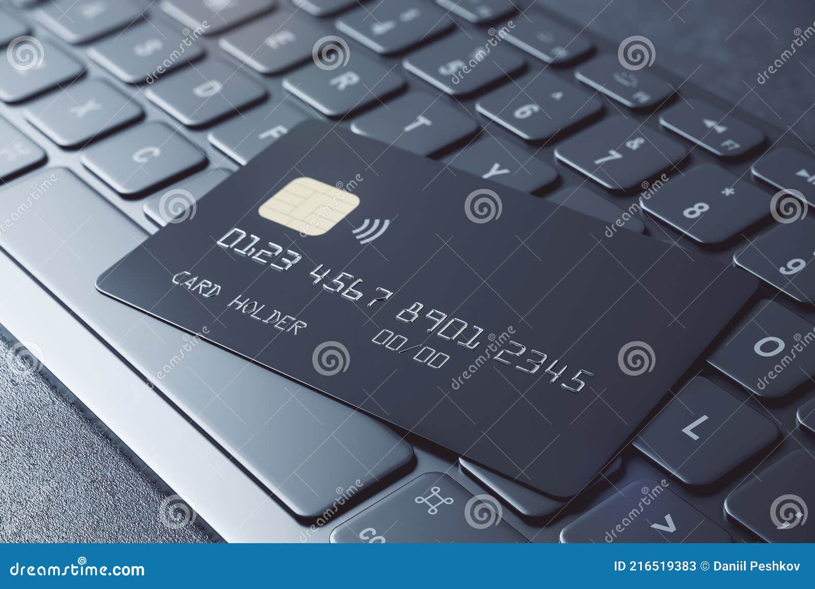 Privilege Online Banking Concept with Black Credit Card on Dark ...