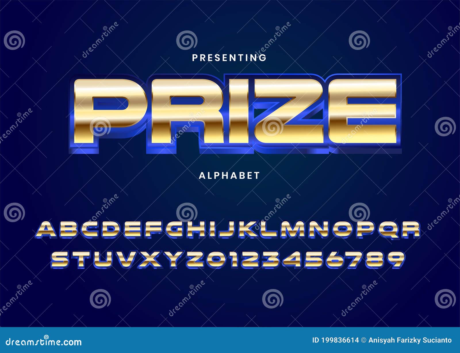 Prize Alphabet Template. Golden Metallic Style Custom Font Stock Vector ...