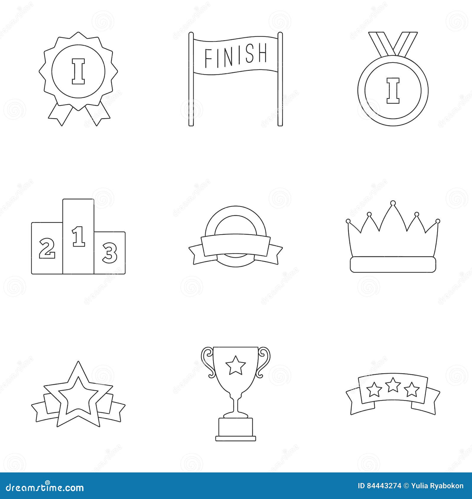 Prize Award Icons Set, Outline Style Stock Vector - Illustration of ...