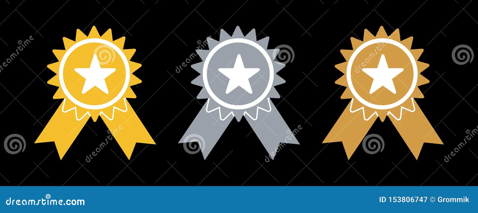 The Prize Awards. Gold, Silver and Bronze Medals, Simple Flat Design ...