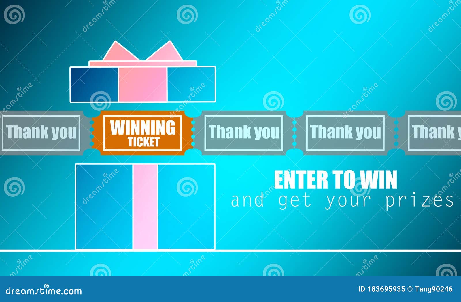 Prize Box Opening with To Winning Ticket Selected Stock Illustration ...