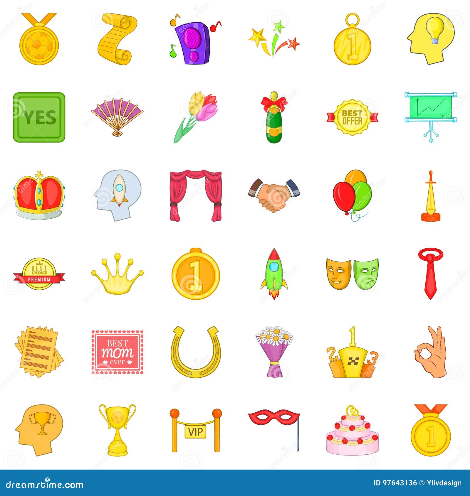 Prize Icons Set, Cartoon Style Stock Vector - Illustration of crown ...