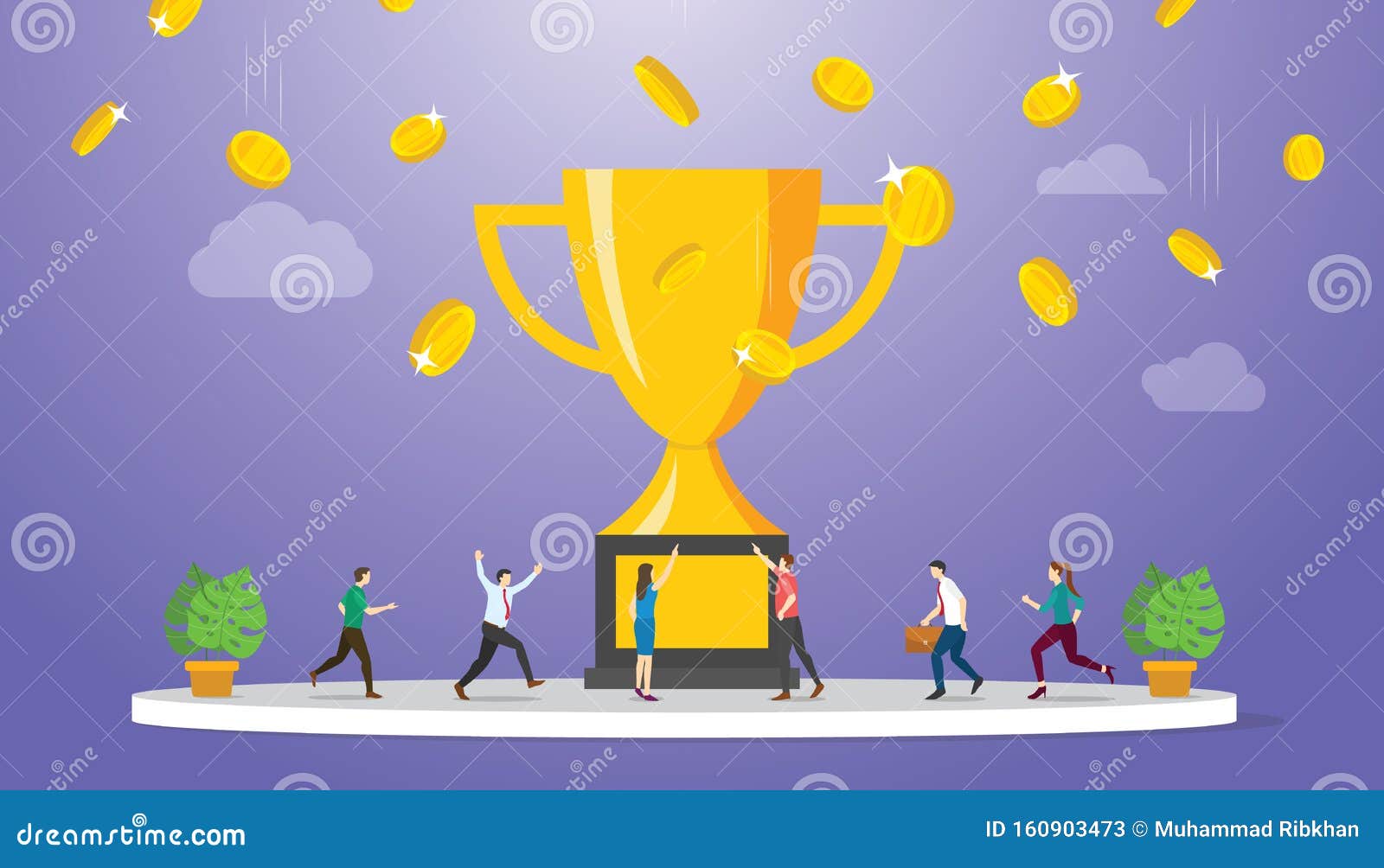Prize Money Business Winner Concept with Modern Flat Style - Vector ...