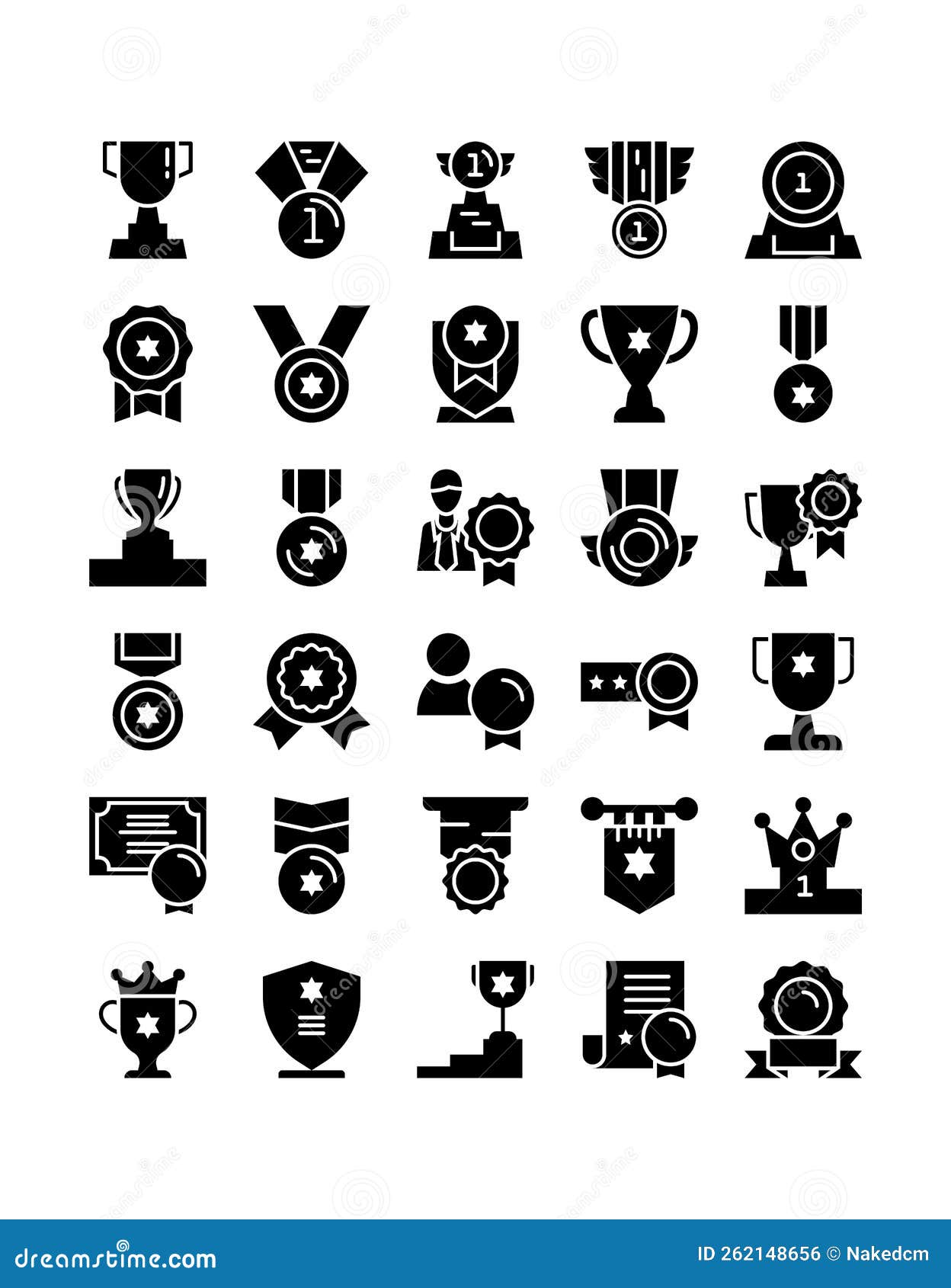 Prize Reward Silhouette Black Solid Glyph Icon Pack Stock Vector ...