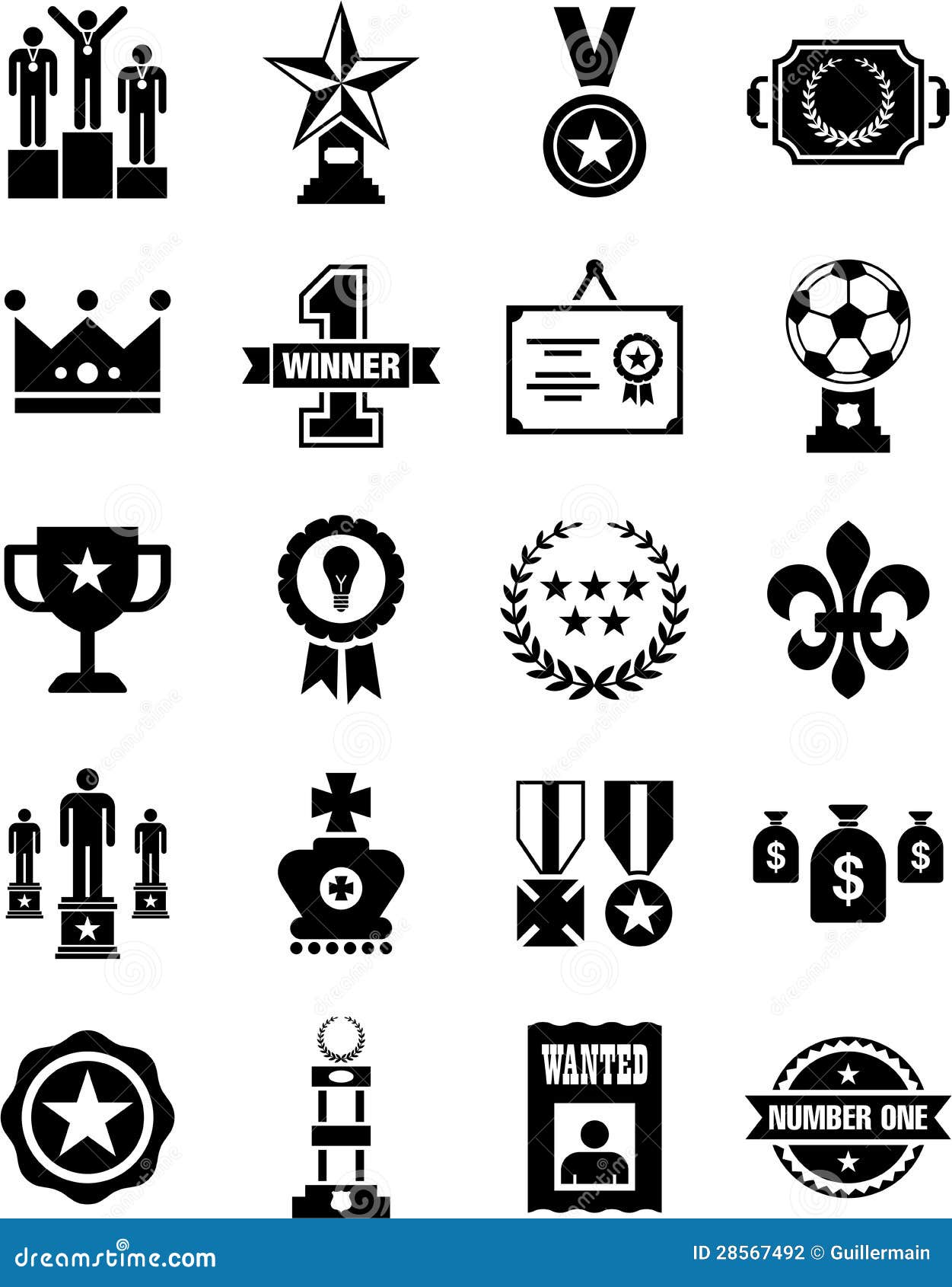 Prizes and awards icons stock vector. Illustration of glass - 28567492