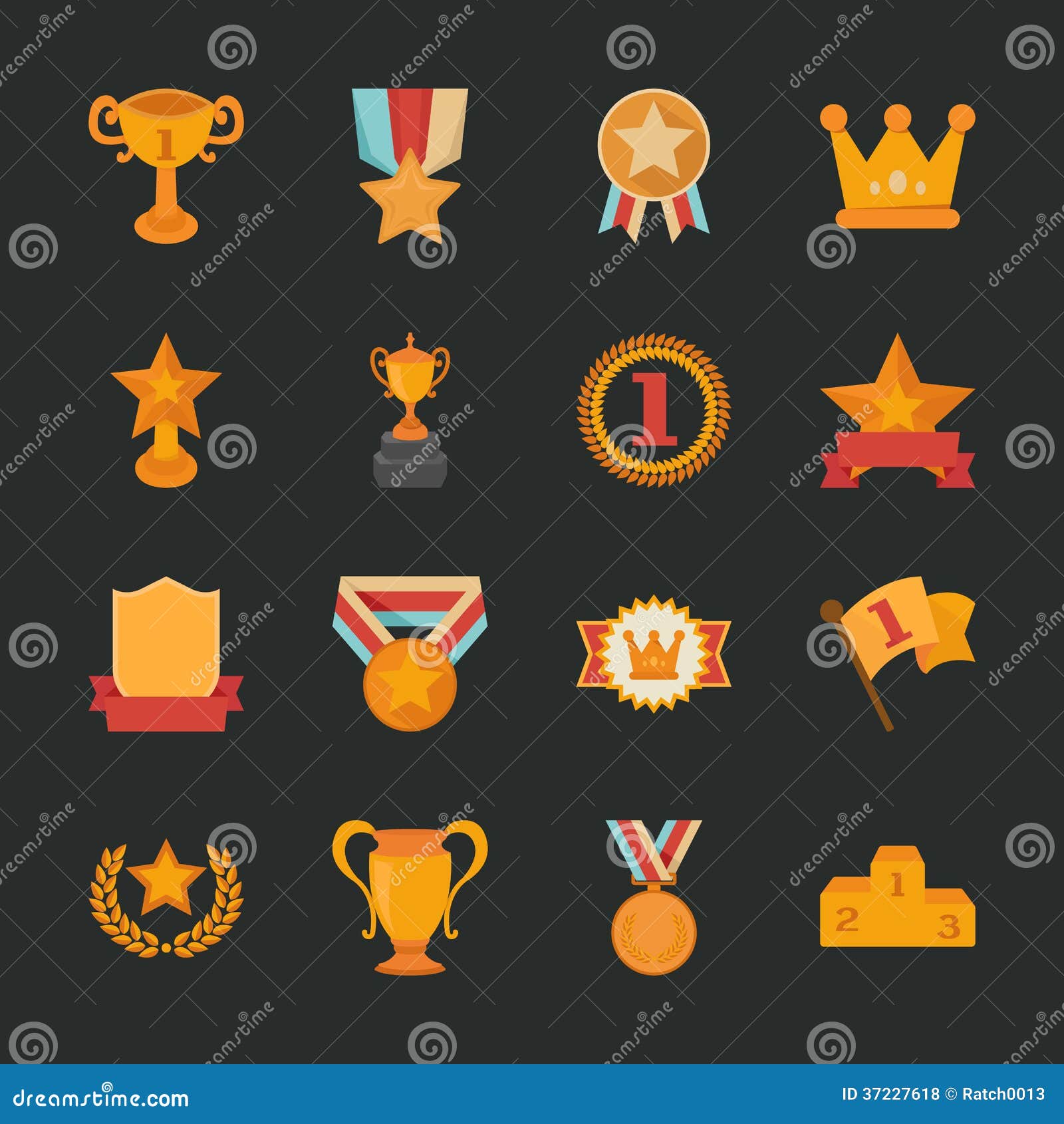 Prizes & Awards Icons , Flat Design Stock Vector - Illustration of ...