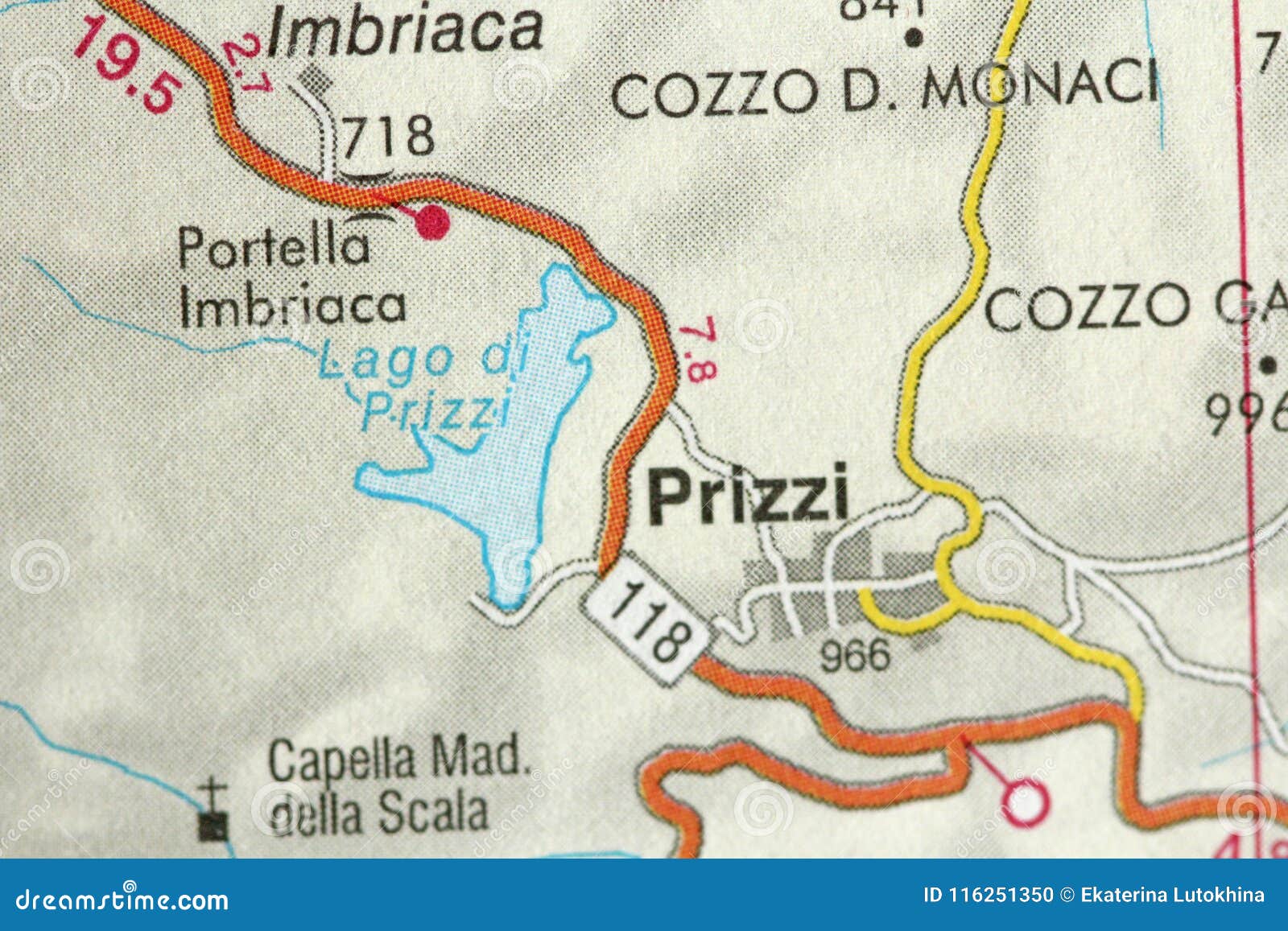 Prizzi. Map stock photo. Image of planning, journey - 116251350