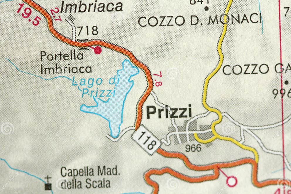 Prizzi. Map stock photo. Image of planning, journey - 116251350