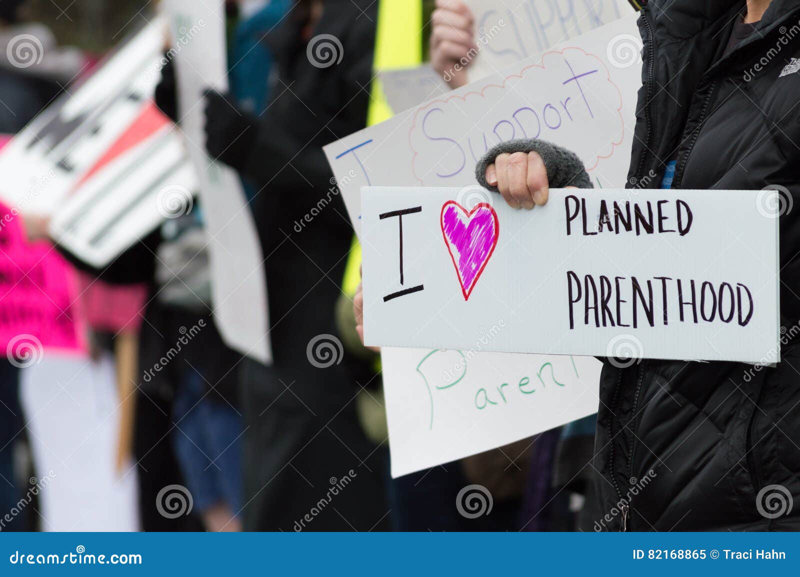 Pro-choice Planned Parenthood Demonstration Group with Signs Stock ...