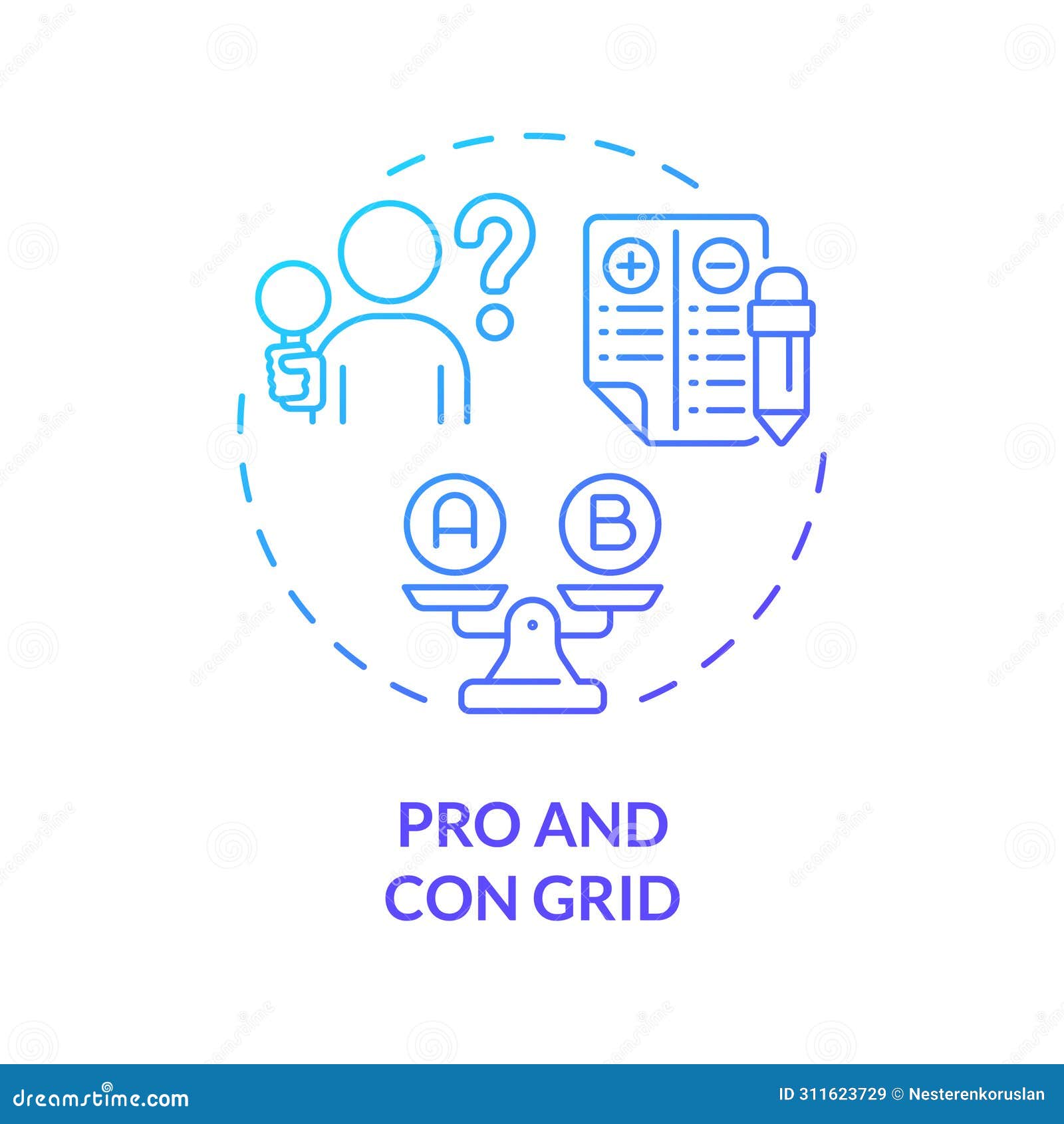 Pro and Con Grid Blue Gradient Concept Icon Stock Vector - Illustration ...