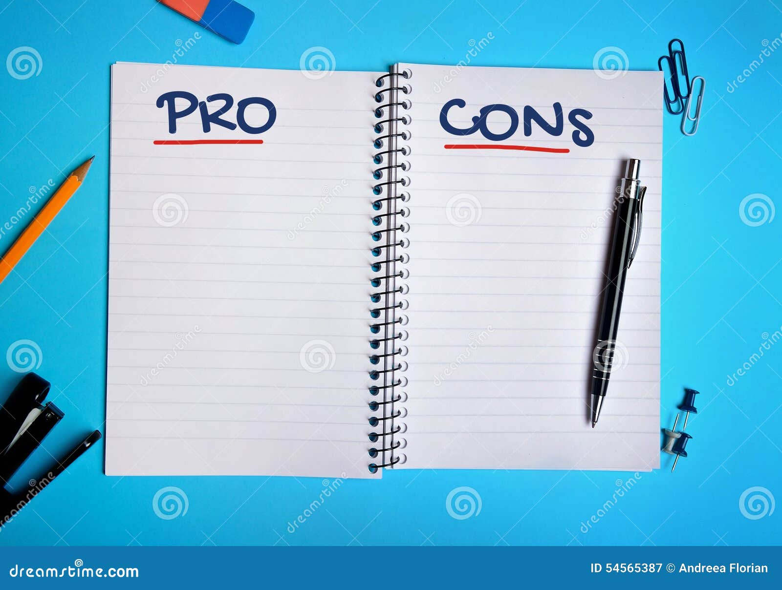 Pro Cons word stock image. Image of page, contra, binder - 54565387