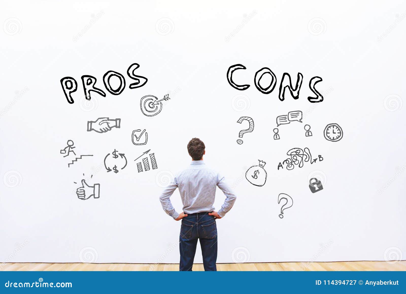 Pro - E - Contro, Svantaggio Di Vantaggio Immagine Stock - Immagine di ...