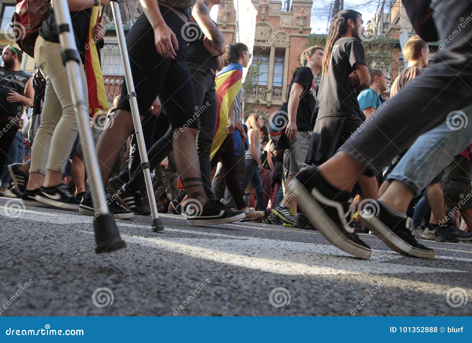 People Walk during a Demonstration in Barcelona Editorial Stock Photo ...
