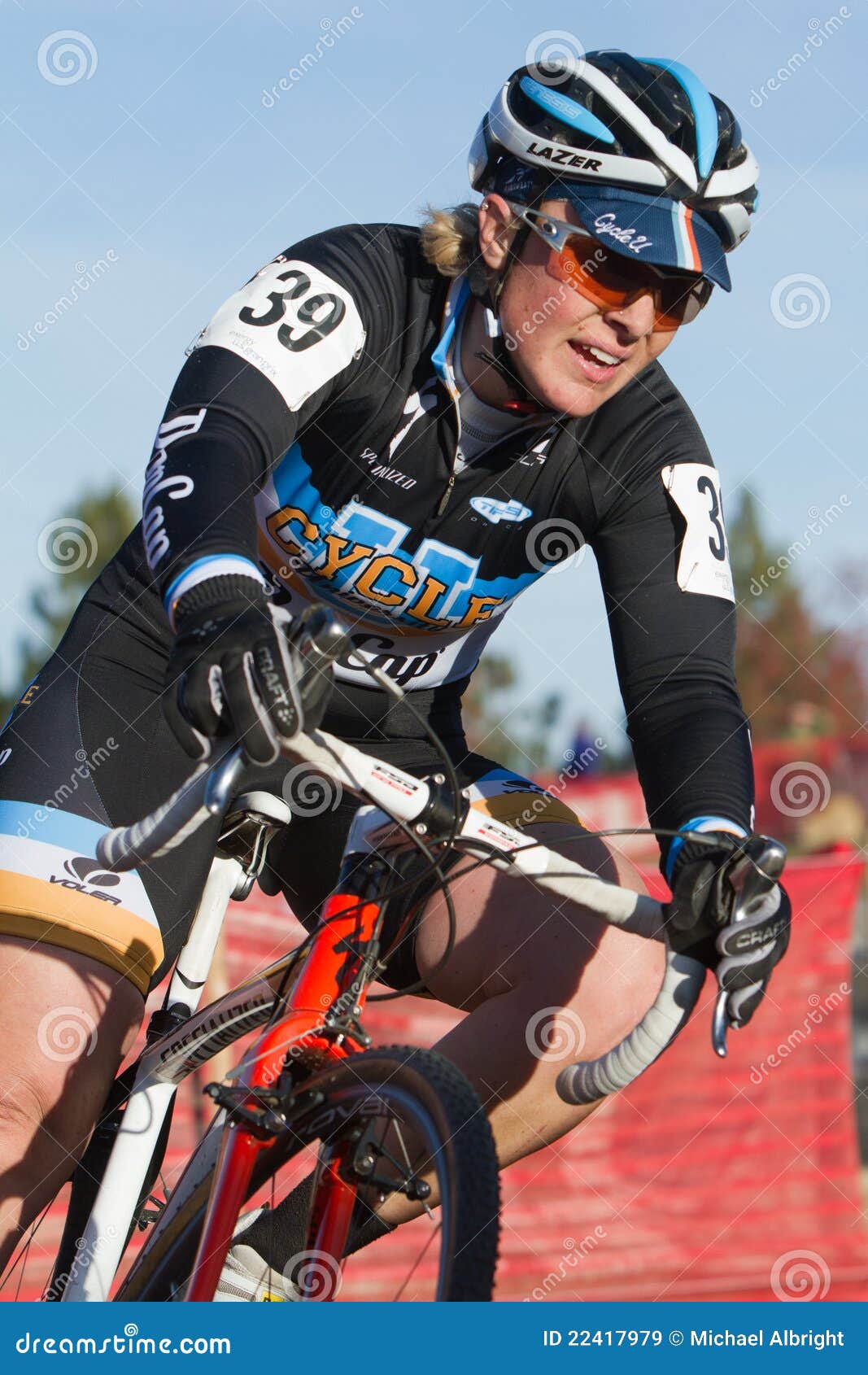 Pro Woman Cyclocross Racer editorial stock image. Image of bicycle ...