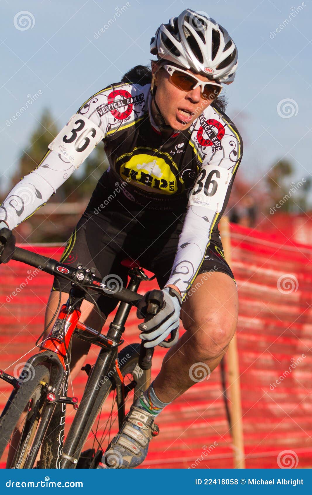 Pro Woman Cyclocross Racer editorial stock photo. Image of bike - 22418058