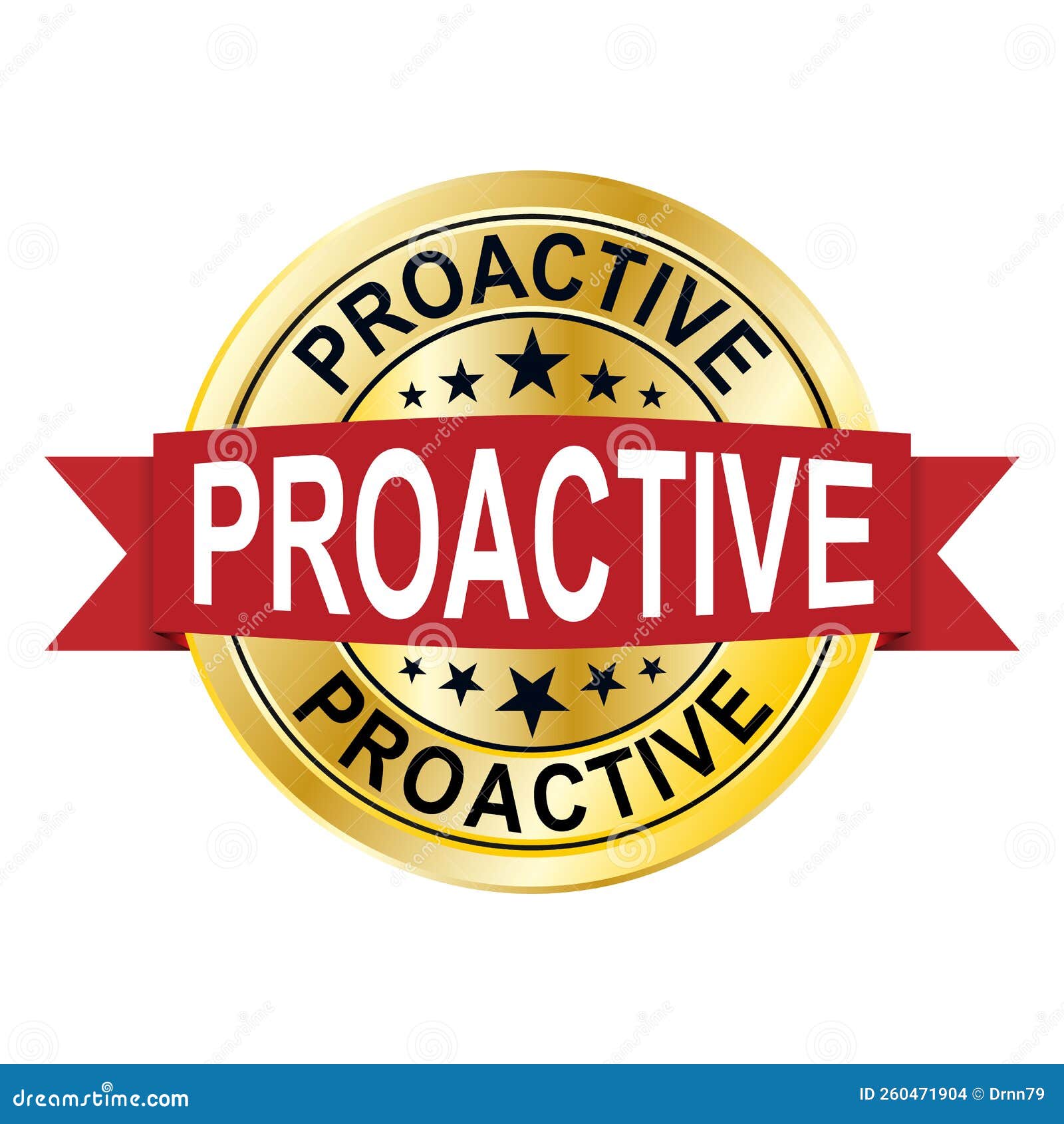 Proactive Act Now Golden Round Medal Badge Vector Illustration ...