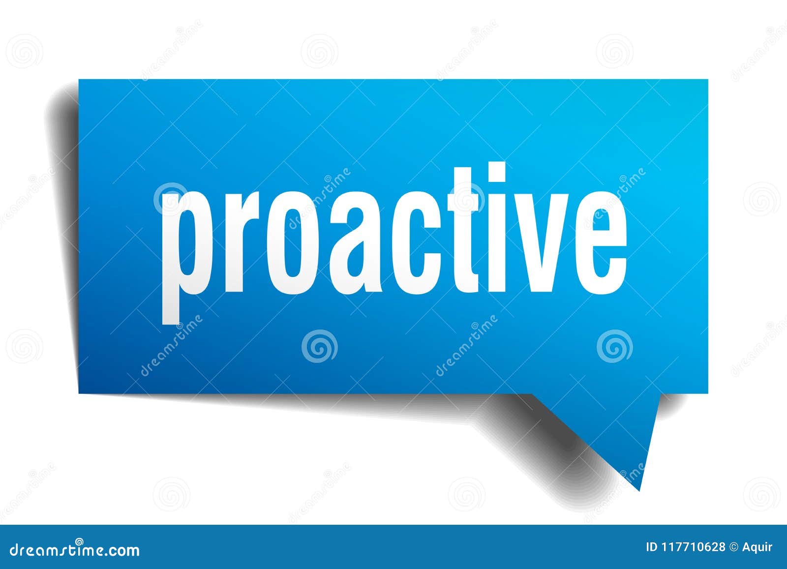 Proactive Blue 3d Speech Bubble Stock Vector - Illustration of square ...