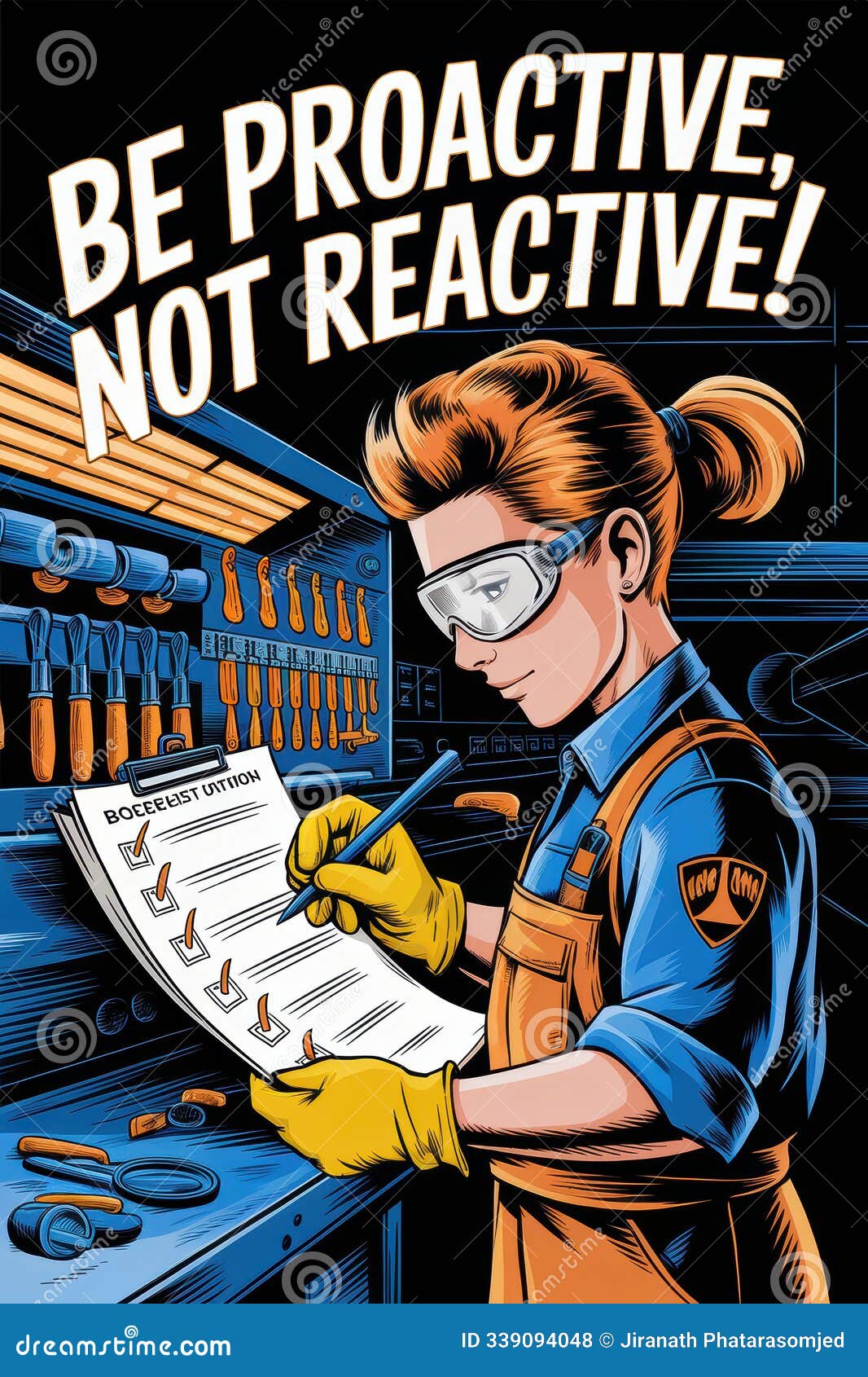 Proactive Mindset in Industrial Environment Poster Stock Illustration ...