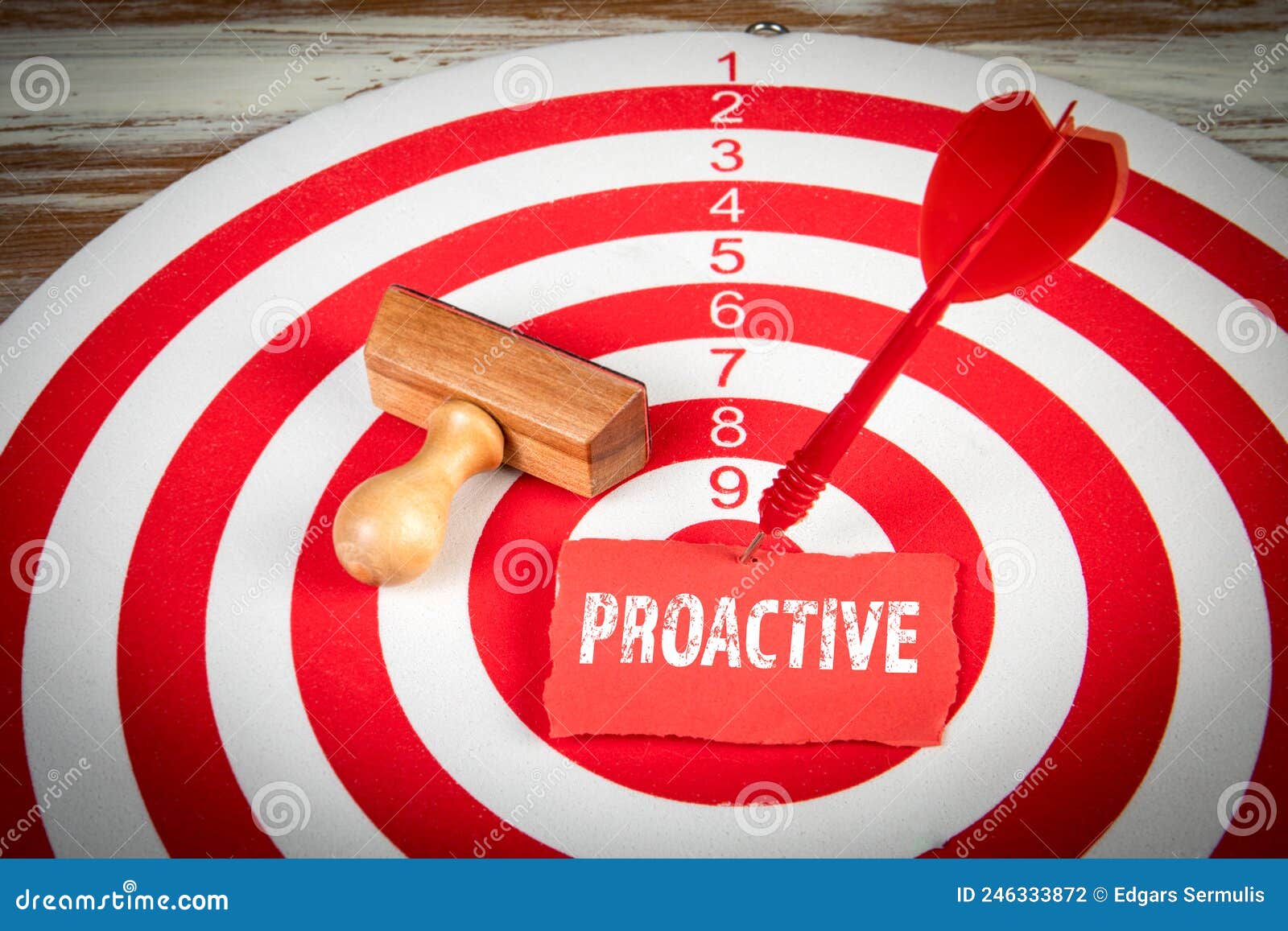 Proactive. Note and Dart in the Center of the Target Stock Photo ...