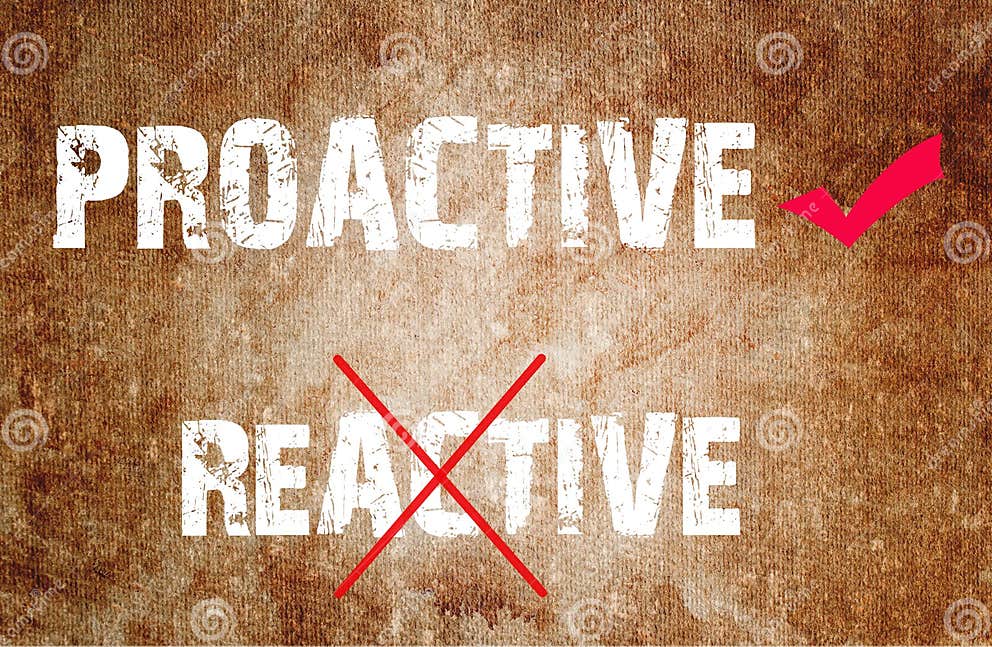 Proactive and Reactive Concept Text Stock Illustration - Illustration ...