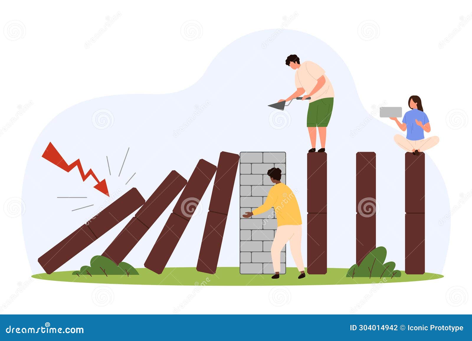 Proactive Risk Management, Tiny People Building Brick Wall To Avoid ...
