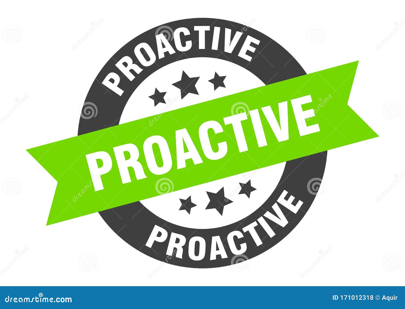 Proactive Sign. Proactive Round Ribbon Sticker Stock Vector ...