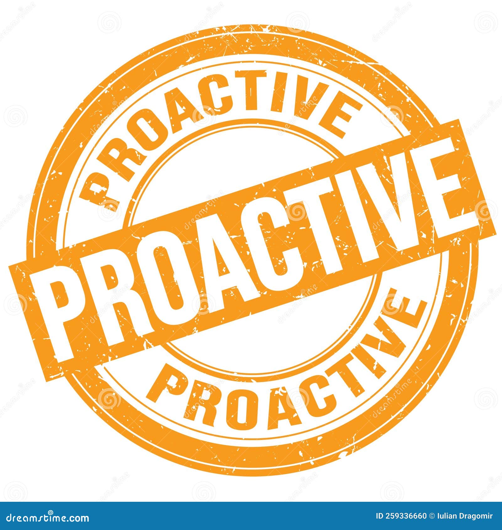 PROACTIVE Text Written on Orange Round Stamp Sign Stock Illustration ...