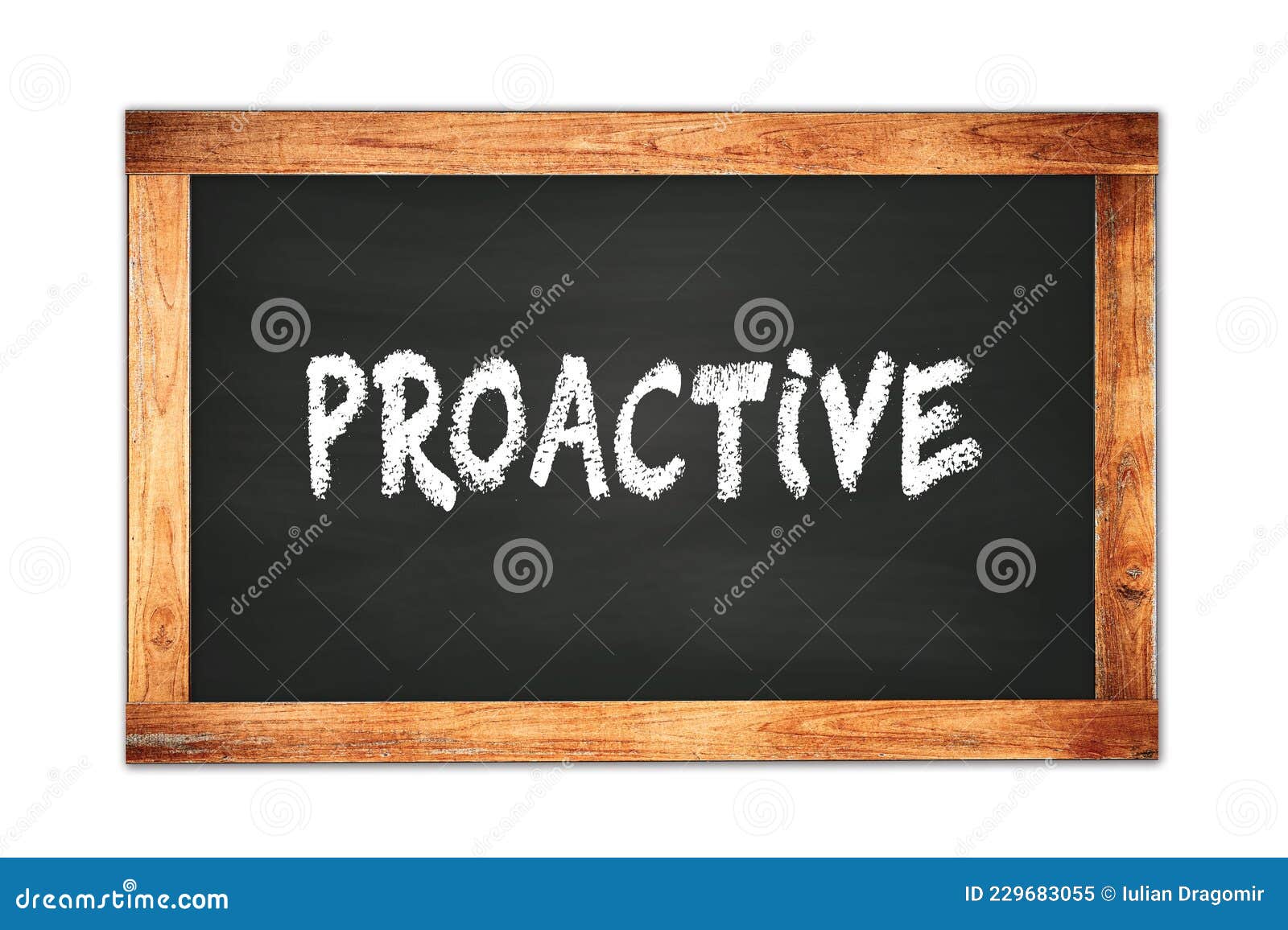 PROACTIVE Text Written on Wooden Frame School Blackboard Stock Image ...