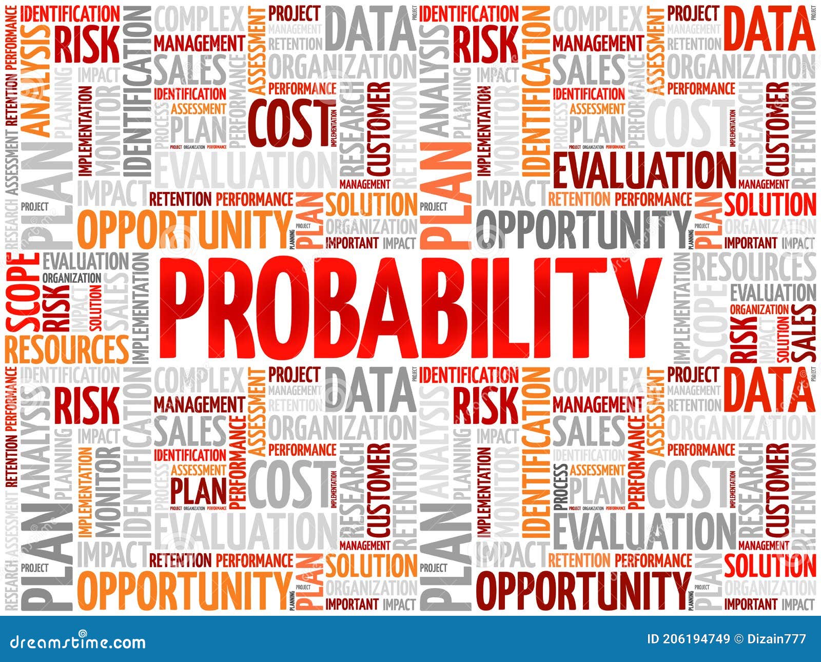 PROBABILITY Word EXPLANATION Word Isolated On White Background 3d ...