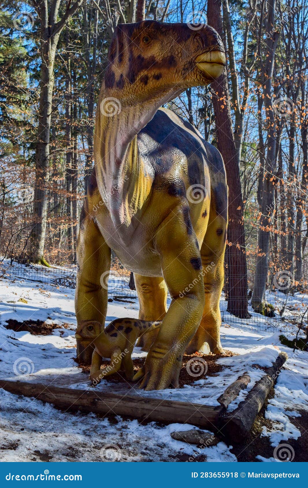 Probactrosaurus in the Park Stock Photo - Image of wilderness, tree ...