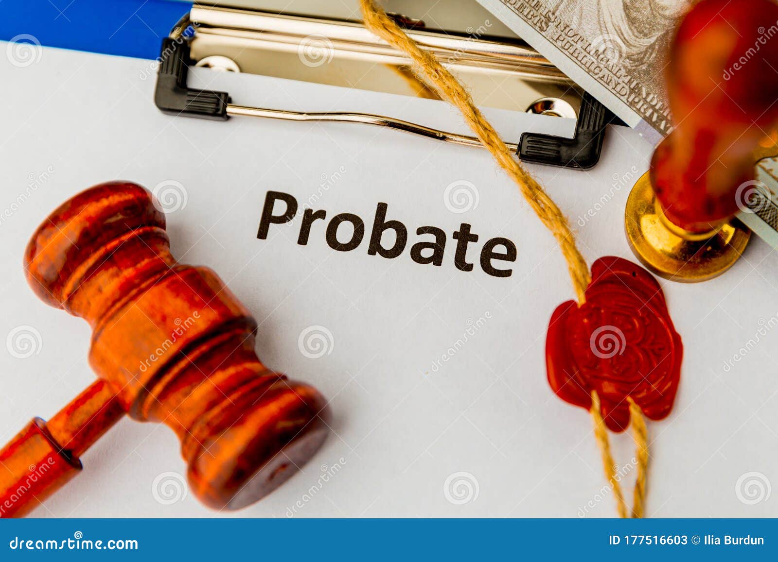 Probate Sign, Stack of Papers and Gavel Stock Image - Image of debt ...