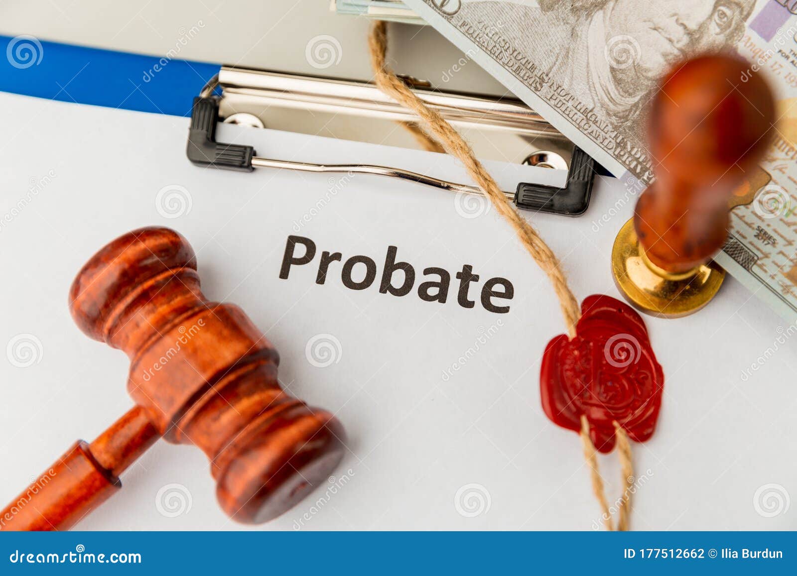 Probate Sign, Stack of Papers and Gavel Stock Photo - Image of ...
