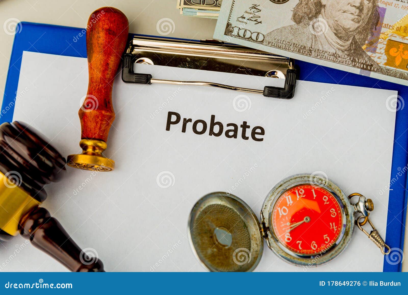 Probate Sign, Stack of Papers and Gavel Stock Photo - Image of closeup ...