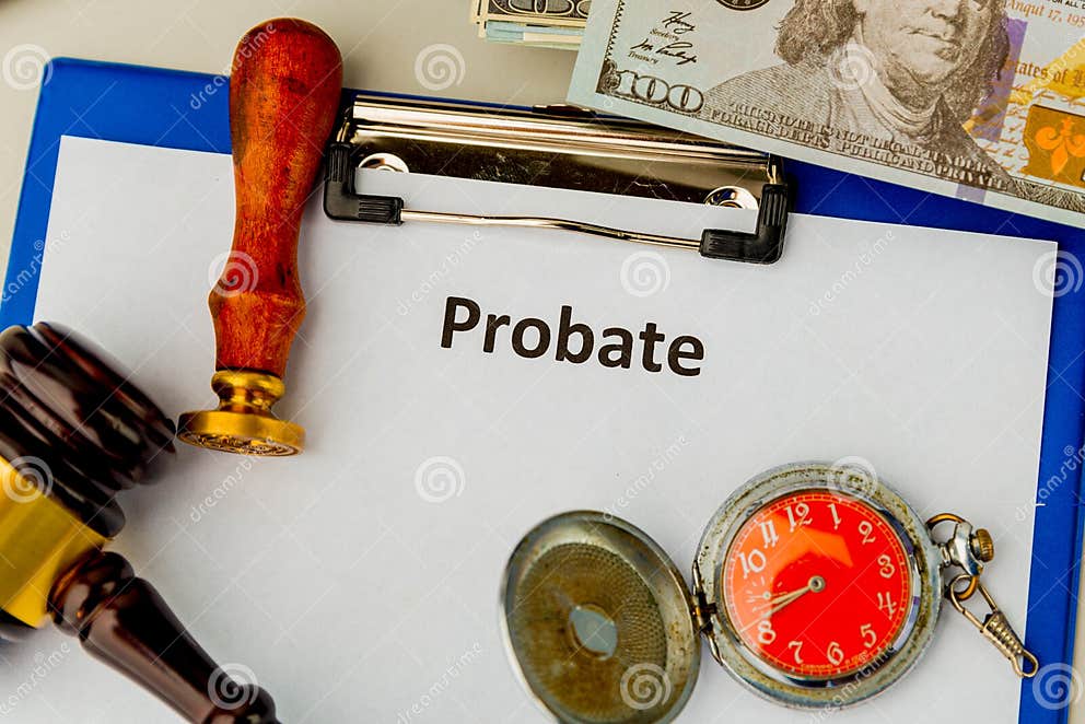 Probate Sign, Stack of Papers and Gavel Stock Photo - Image of closeup ...