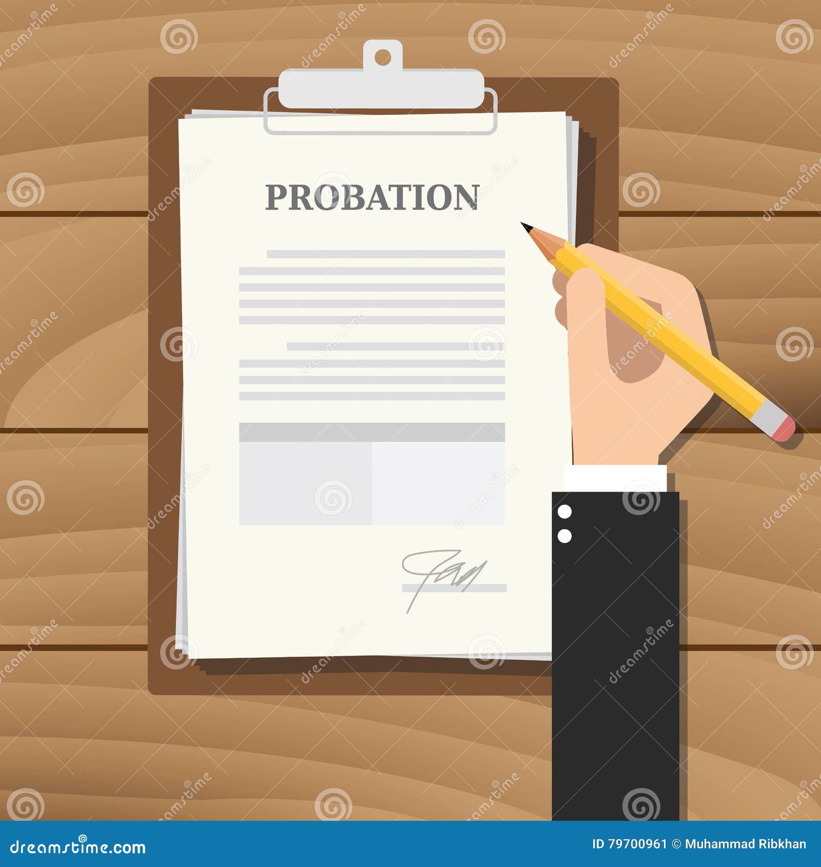 Probation Concept Illustration with Business Man Hand Singing on Paper ...