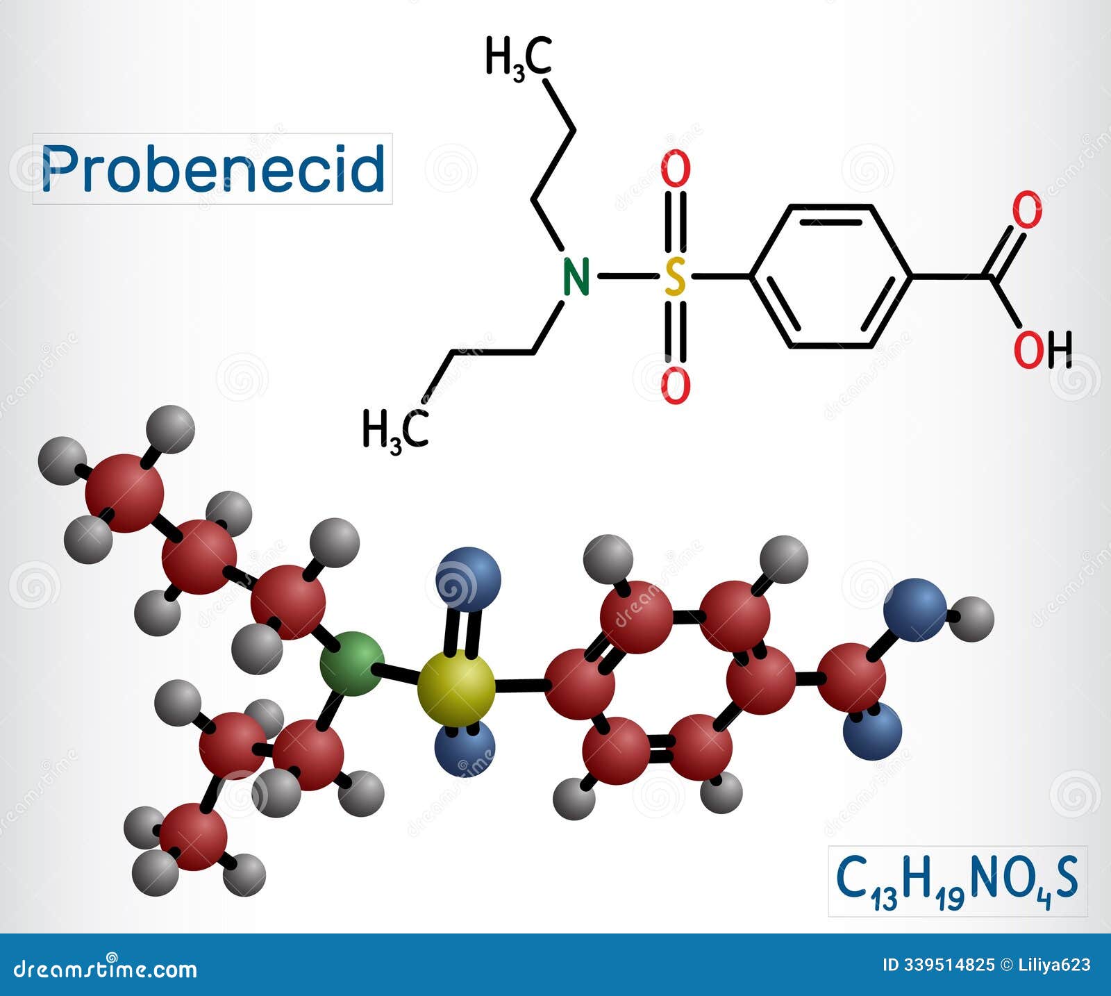 Probenecid Molecule. a Uricosuric Agent Used in the Treatment of Gout ...