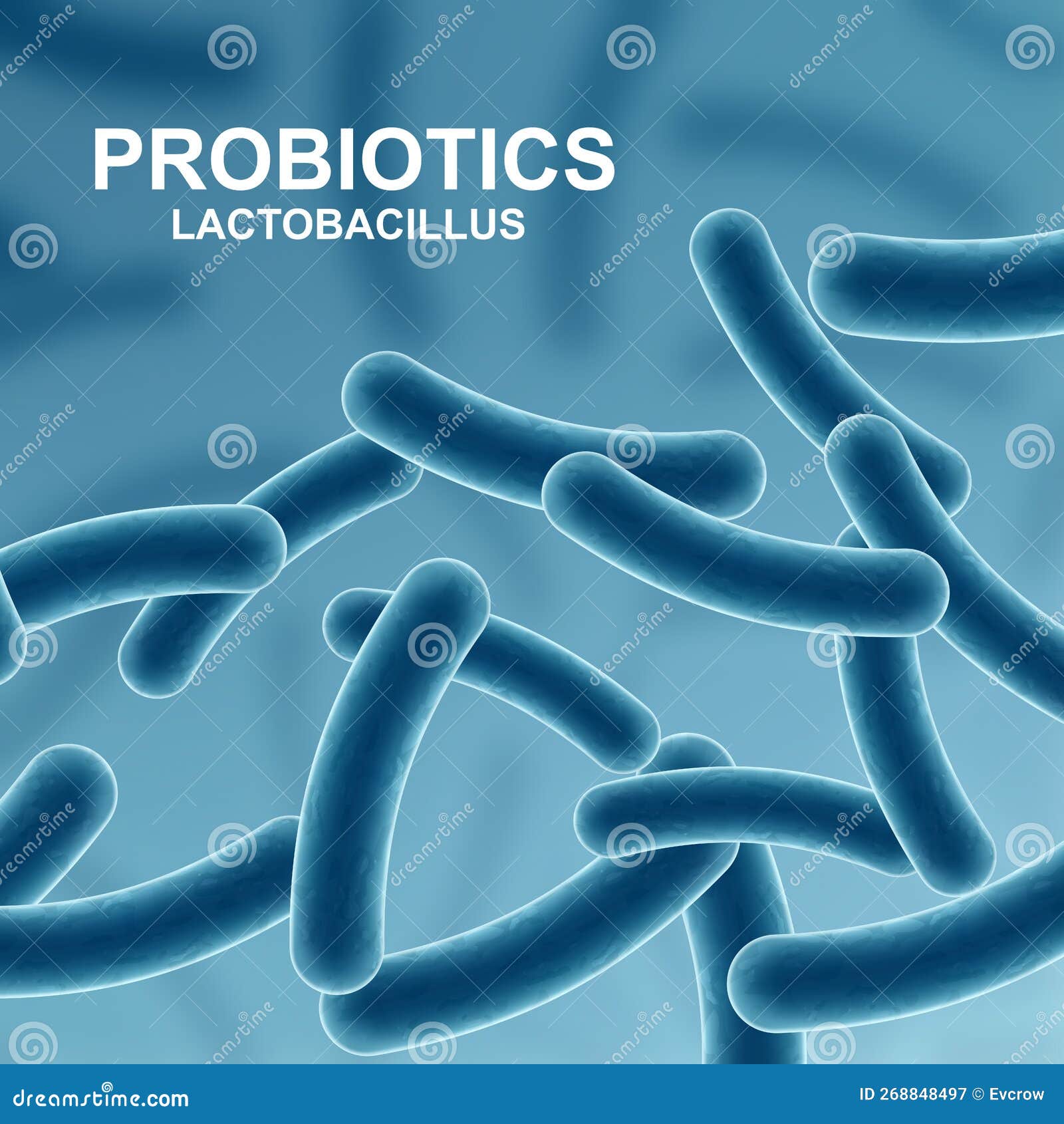 Probiotic Background. Microbiome Elements on Blue Stock Vector ...