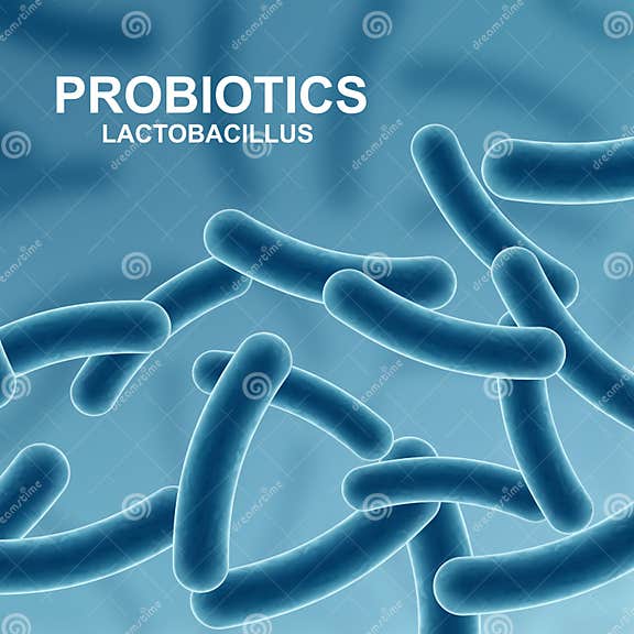 Probiotic Background. Microbiome Elements on Blue Stock Vector ...