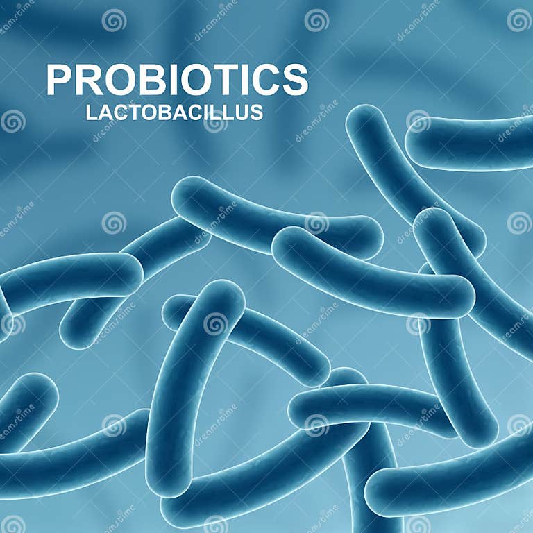 Probiotic Background. Microbiome Elements on Blue Stock Vector ...