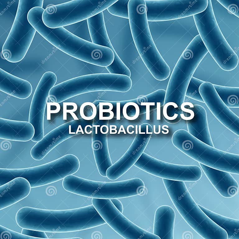 Probiotic Background. Microbiome Elements on Blue Stock Vector ...