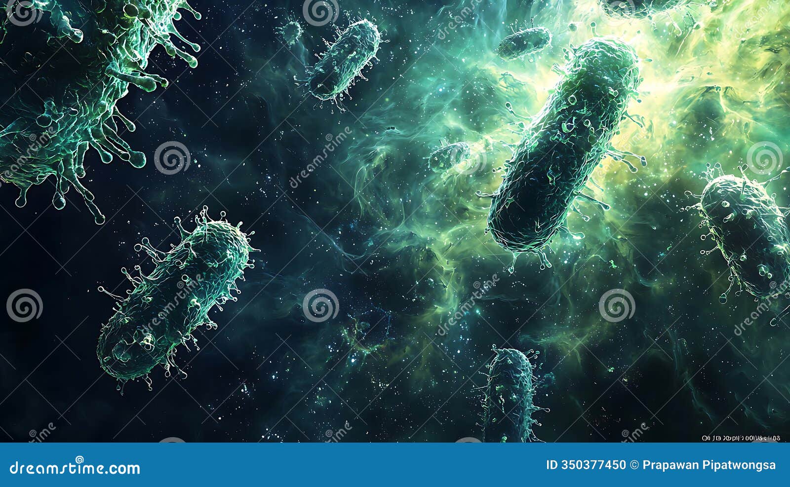 Probiotic Bacteria Visualized As Glowing Microorganisms in Space Stock ...