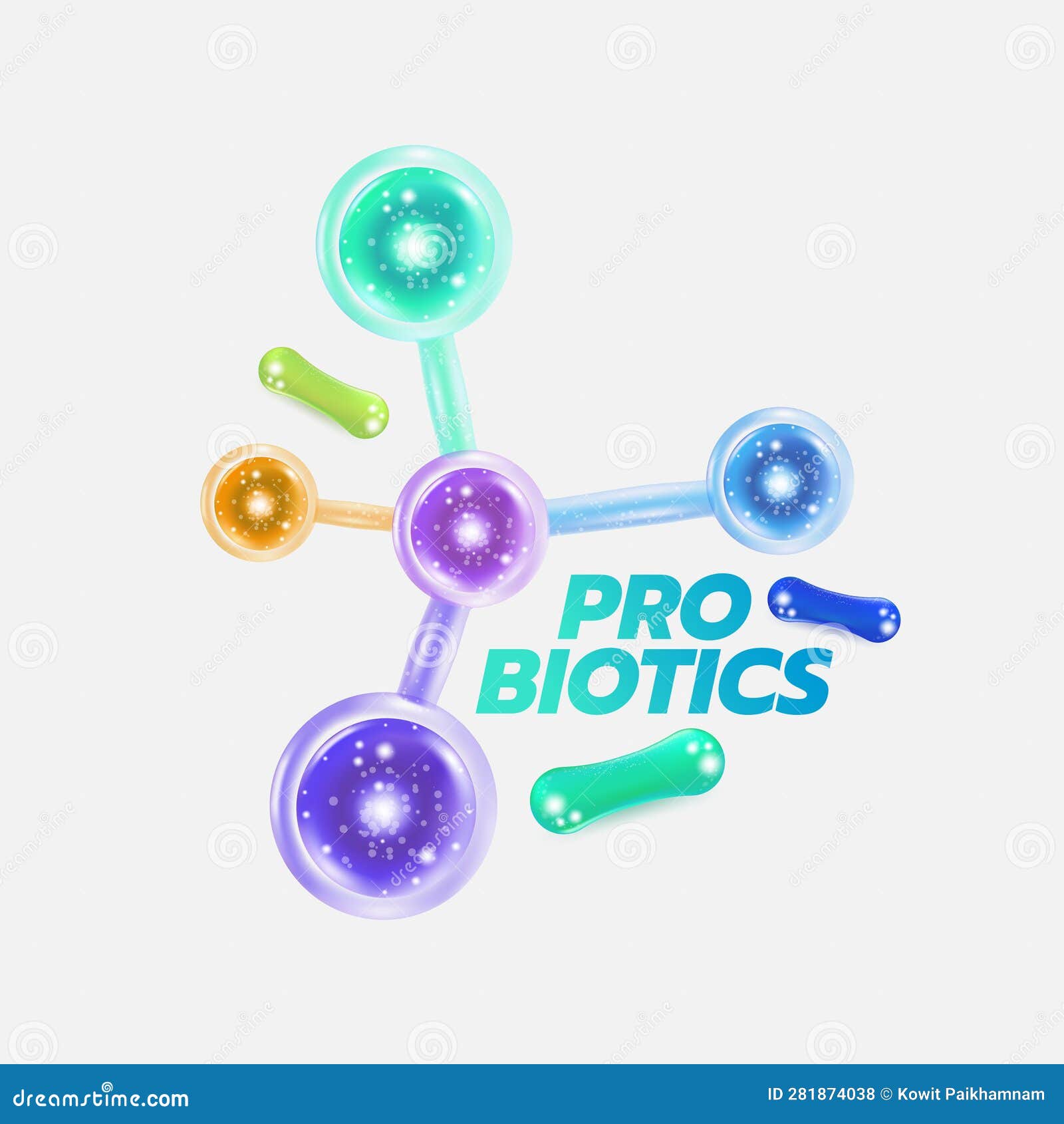 Probiotic Foods Good Bacteria Vector Illustration Stock Vector