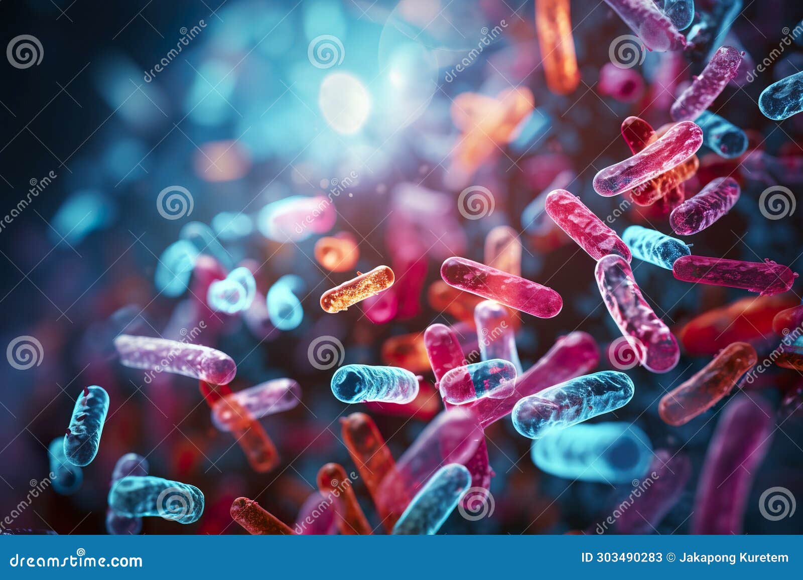 Probiotics Bacteria Biology Microorganisms Under Microscope Stock ...