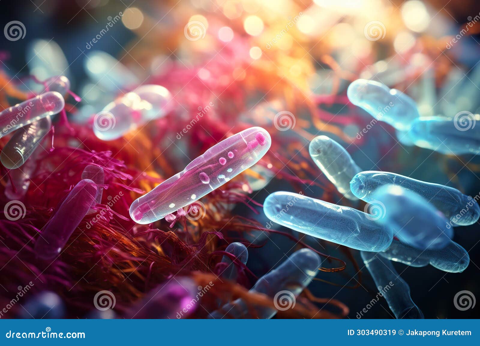 Probiotics Bacteria Biology Microorganisms Under Microscope Stock ...